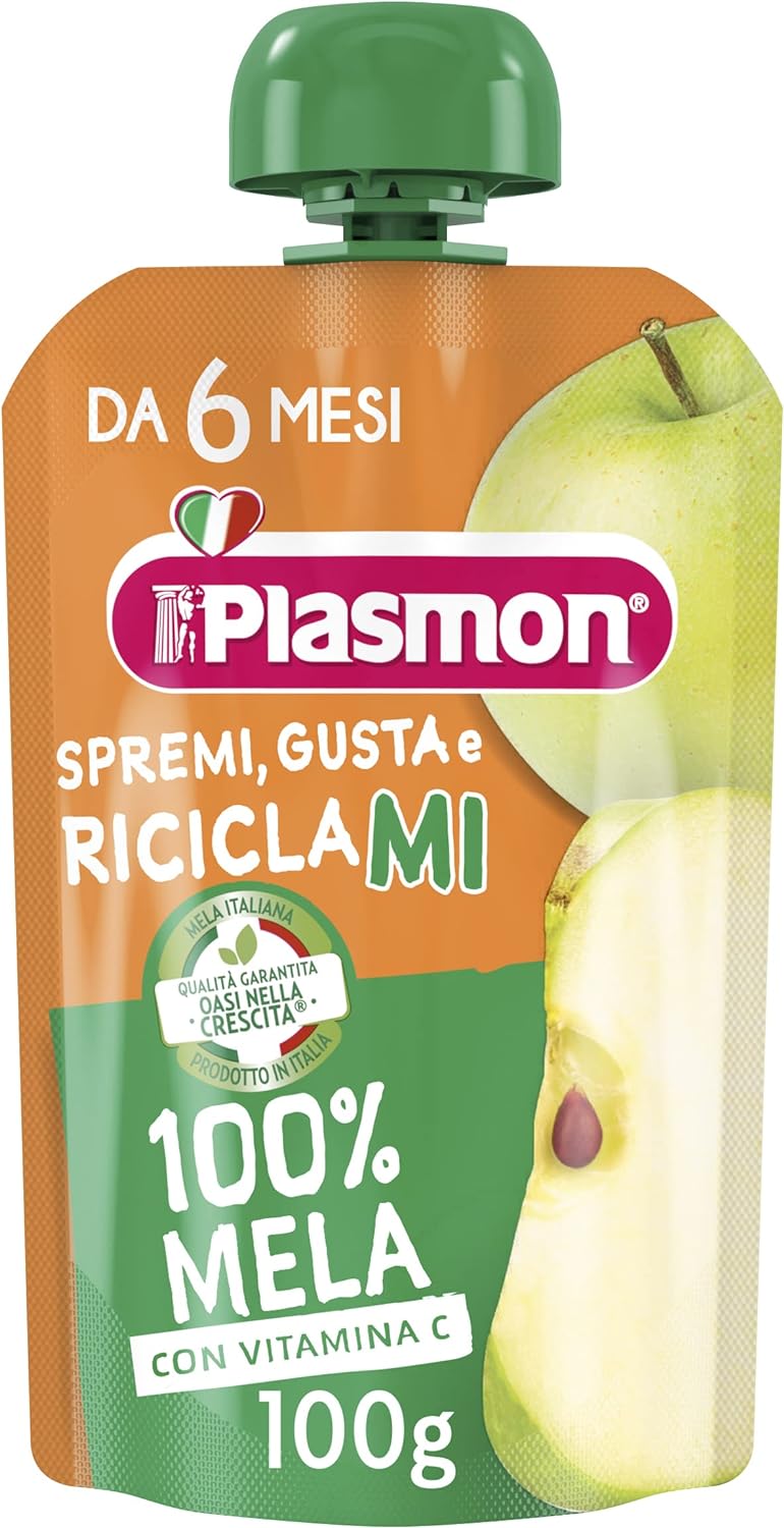 Plasmon 100% Frutta Mela 100g Pouch Con aggiunta di Vitamina C, solo g ...